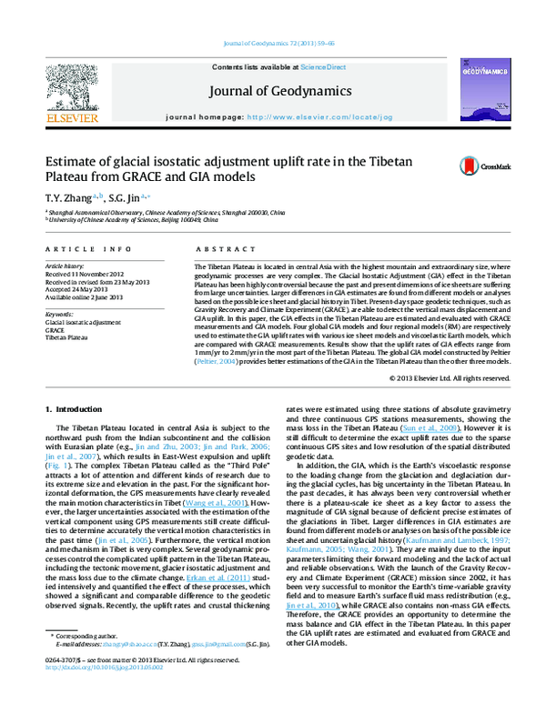 (PDF) Estimate of glacial isostatic adjustment uplift rate in the ...