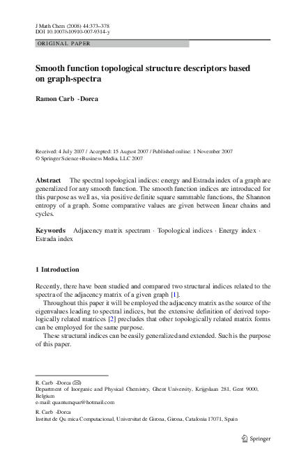 (PDF) Smooth function topological structure descriptors based on graph ...