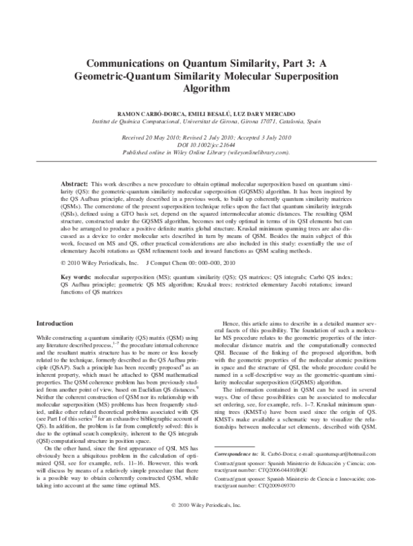 (PDF) Communications on quantum similarity, part 3: A geometric-quantum ...