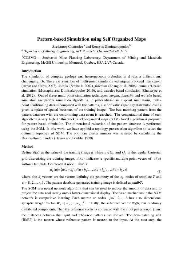 (PDF) Pattern-based Simulation using Self Organized Maps