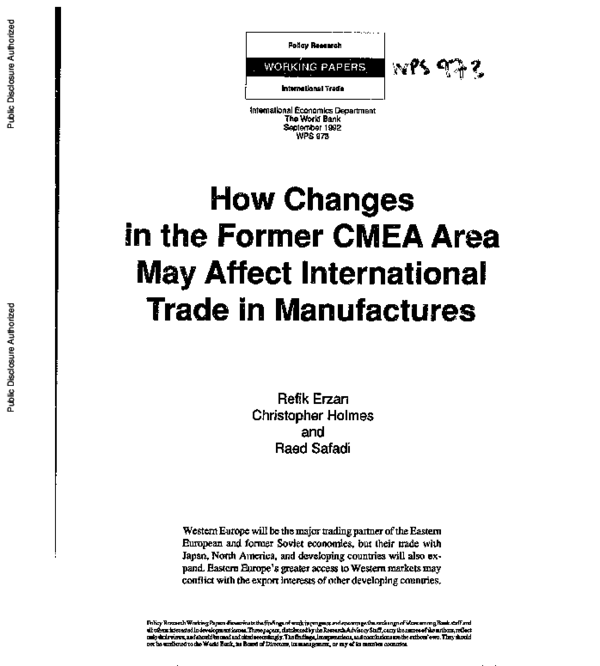 (PDF) How changes in the former CMEA area may affect international ...