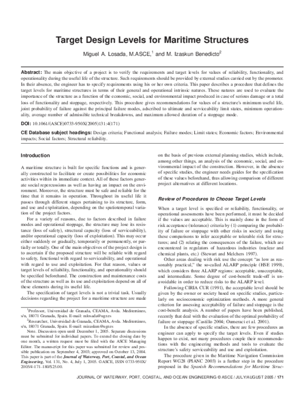 (PDF) Target Design Levels for Maritime Structures