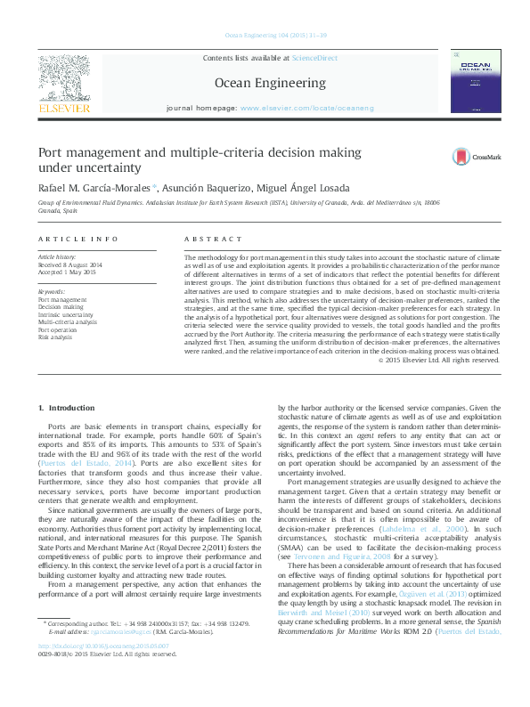 (PDF) Port management and multiple-criteria decision making under uncertainty