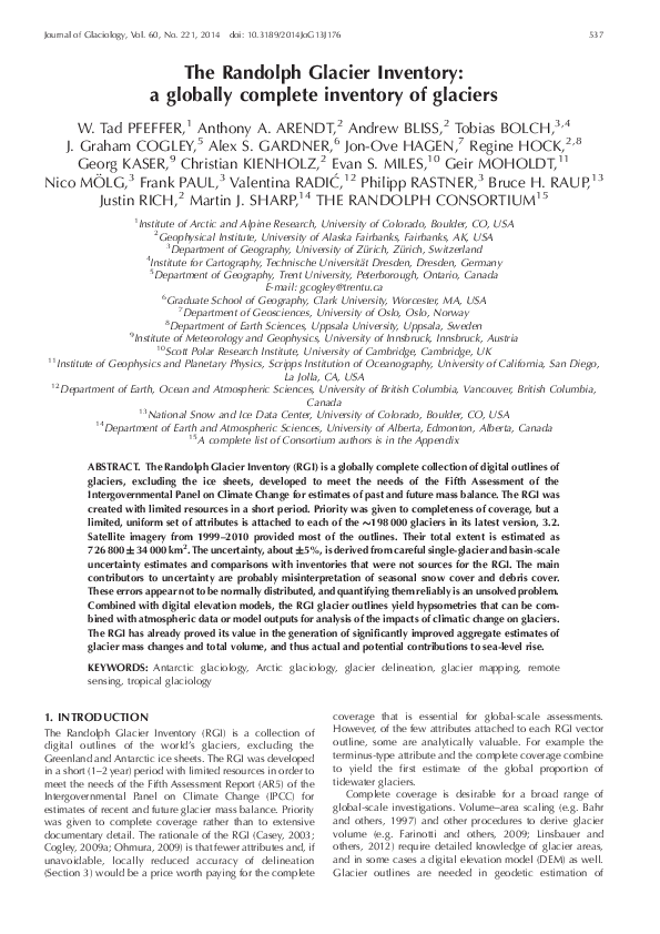 (PDF) A globally complete dataset of glacier outlines derived from ...
