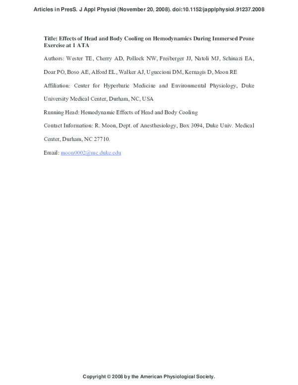 (PDF) Effects of head and body cooling on hemodynamics during immersed ...