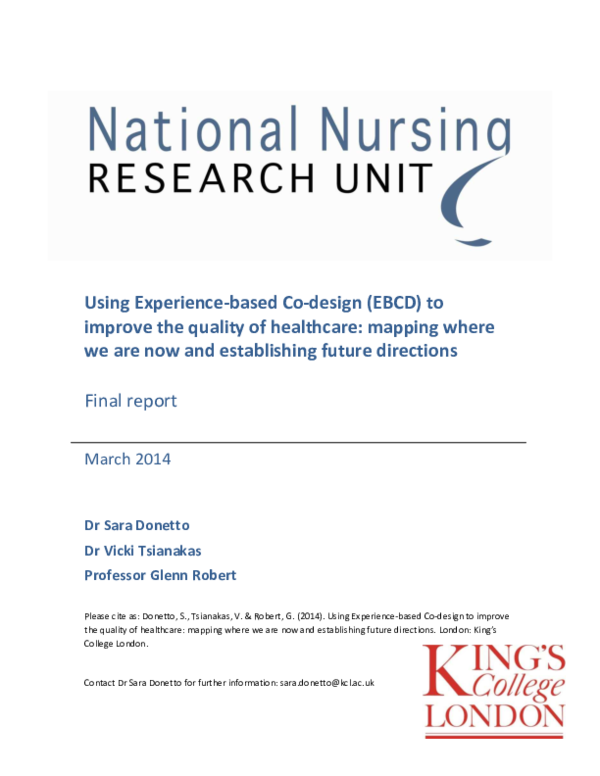 (PDF) Using Experience-based Co-design (EBCD) to improve the quality of ...