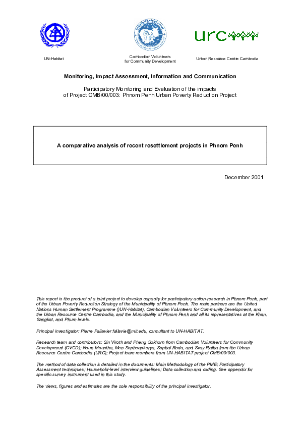 (PDF) A comparative analysis of recent resettlement projects in Phnom Penh