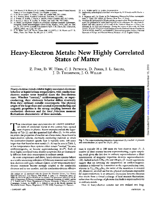 (PDF) Heavy-Electron Metals: New Highly Correlated States of Matter