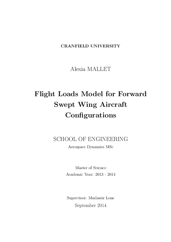 (PDF) Flight Loads Model for Forward Swept Wing Aircraft Configurations
