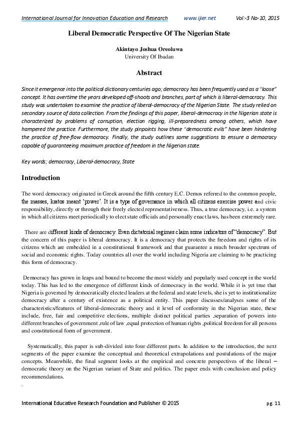 (PDF) liberal perspective of the Nigerian State