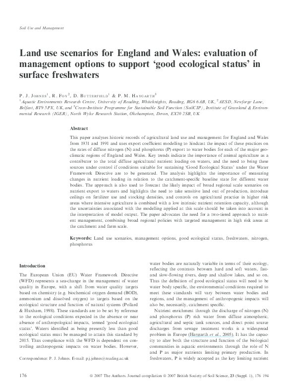 (PDF) Land use scenarios for England and Wales: evaluation of ...