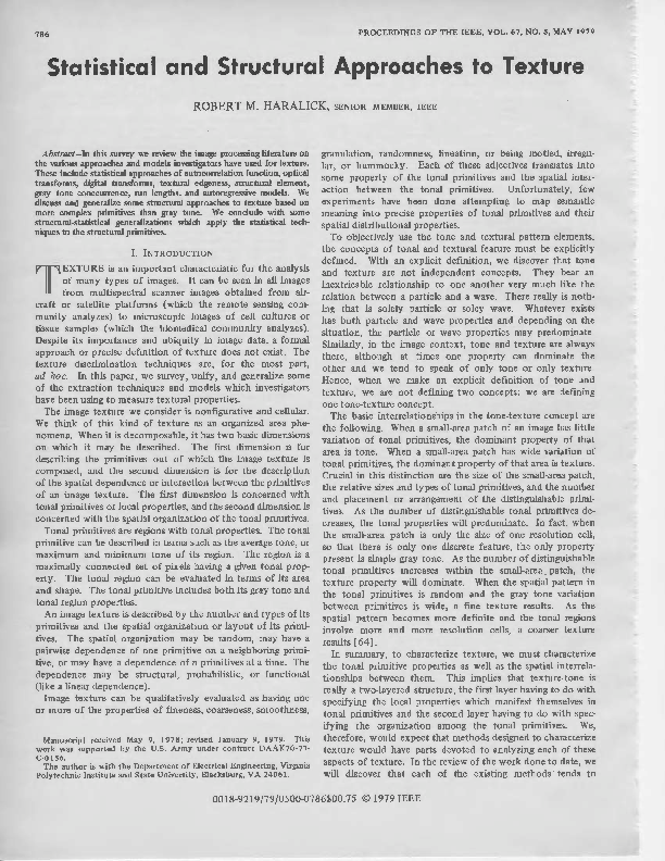 (PDF) Statistical and structural approaches to texture