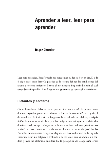 (PDF) Aprender a leer leer para aprender R Chartier