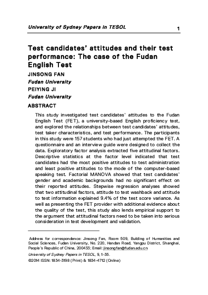 (PDF) Test candidates’ attitudes and their test performance: The case ...