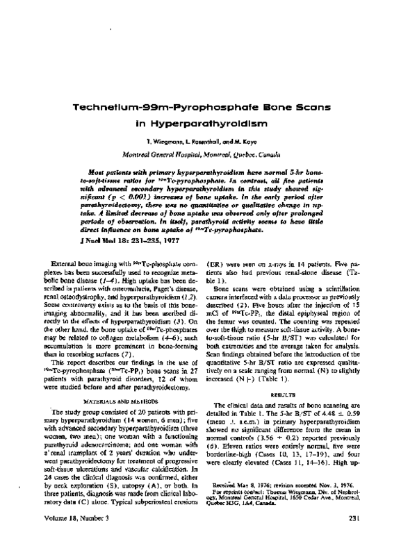 (PDF) Technetium 99m pyrophosphate bone scans in hyperparathyroidism ...