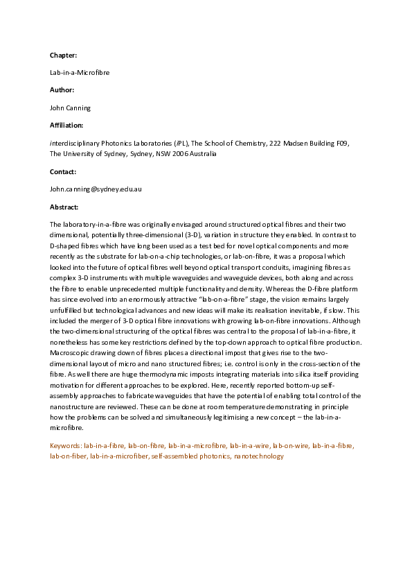 (PDF) Lab-on-Fiber Technology