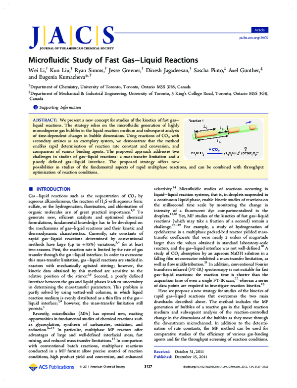 (PDF) Microfluidic Approach for Analyzing Fast Gas-Liquid Reactions