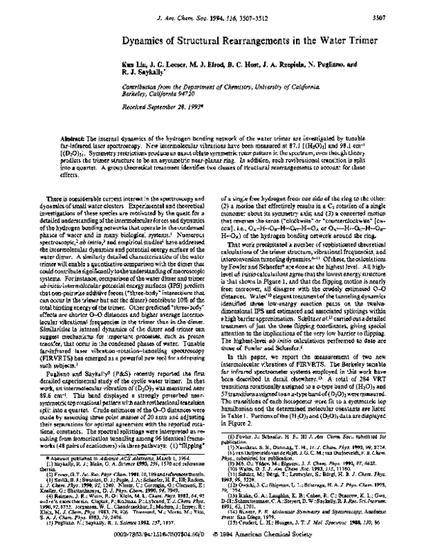 (PDF) Dynamics of Structural Rearrangements in the Water Trimer