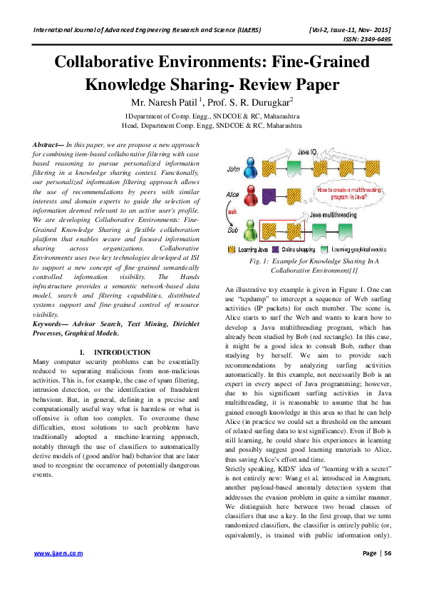 Collaborative Environments: Fine-Grained Knowledge Sharing- Review Paper