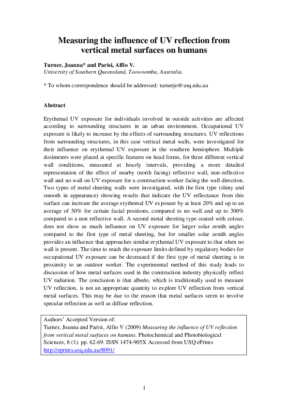 (PDF) Measuring the influence of UV reflection from vertical metal ...