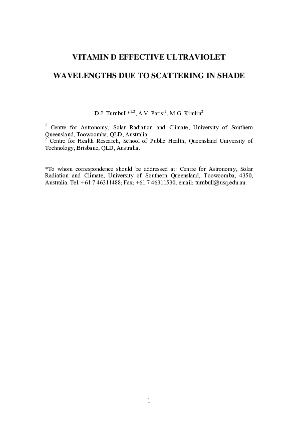 (PDF) Vitamin D effective ultraviolet wavelengths due to scattering in ...