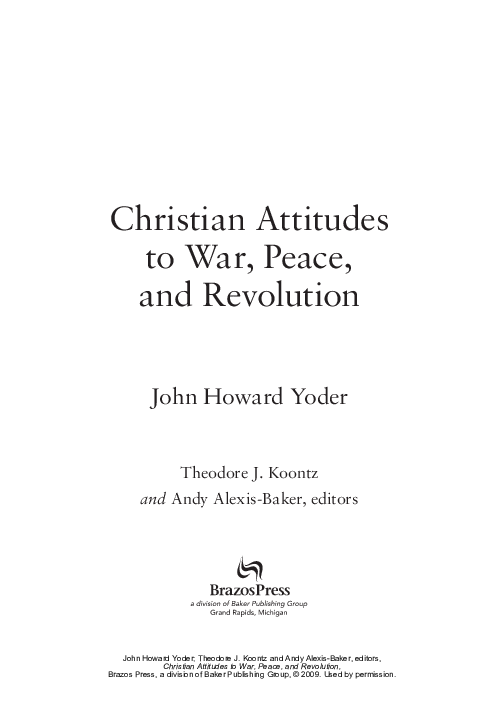 (PDF) Christian Attitudes to War, Peace, and Revolution