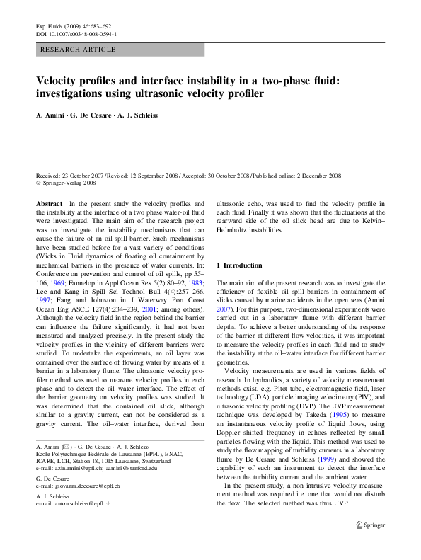 (PDF) Velocity profiles and interface instability in a two-phase fluid: investigations using ...