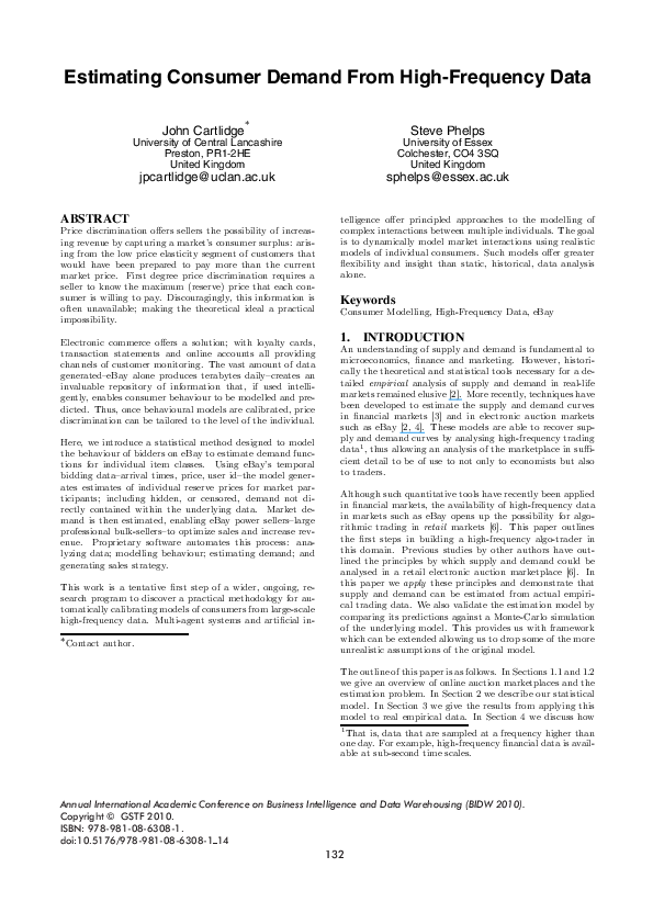 (PDF) Estimating Consumer Demand From High-Frequency Data