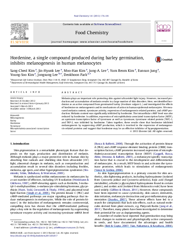 (PDF) Hordenine, a single compound produced during barley germination ...