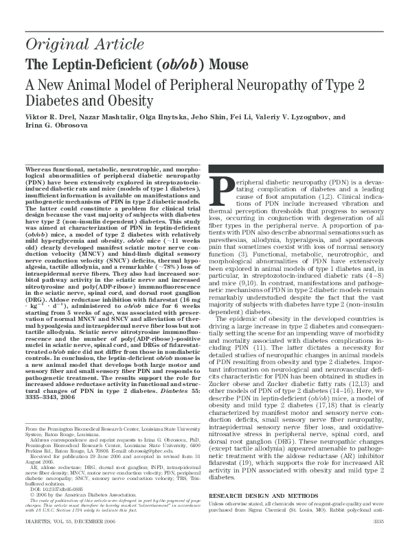 (PDF) The Leptin-Deficient (ob/ob) Mouse: A New Animal Model of ...