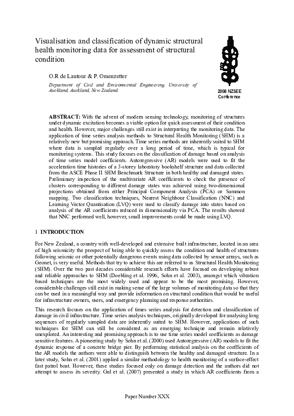 Doc Visualisation And Classification Of Dynamic Structural Health Monitoring Data For