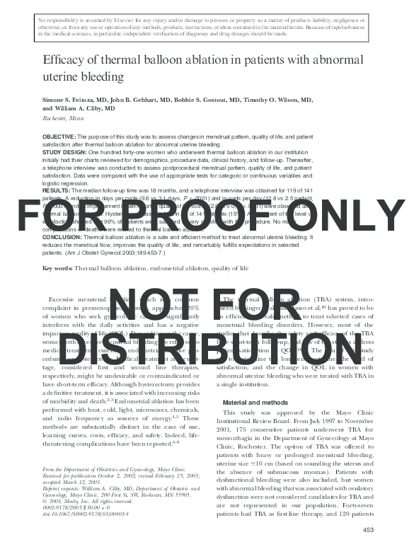 (PDF) Efficacy of thermal balloon ablation in patients with abnormal ...