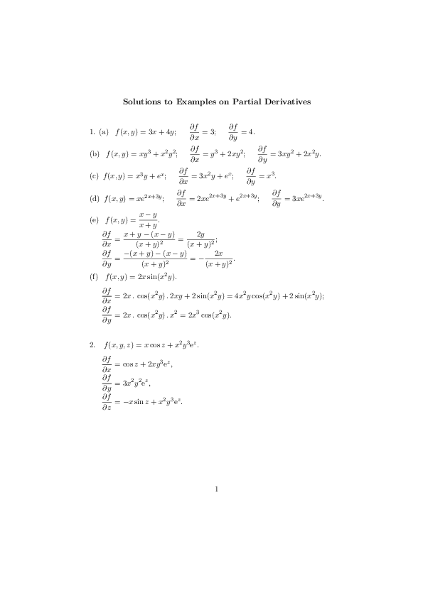 (PDF) Part Deriv Examples