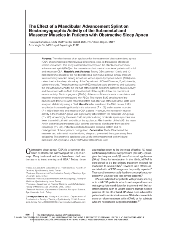 (PDF) The effect of a mandibular advancement splint on ...
