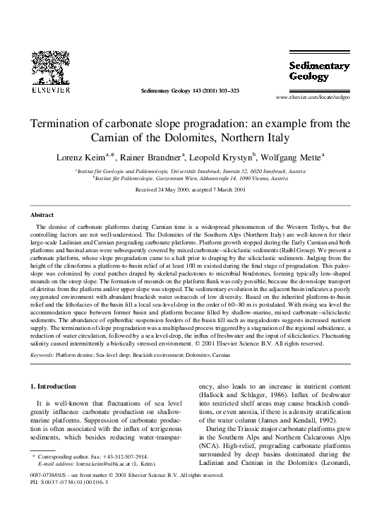 (PDF) Termination of carbonate slope progradation: an example from the ...