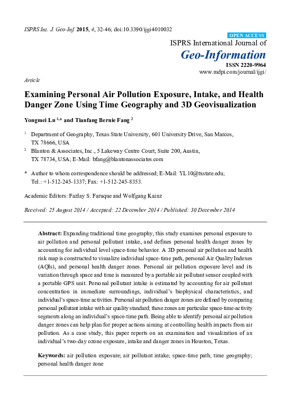 (PDF) Examining personal air pollution exposure, intake, and health ...
