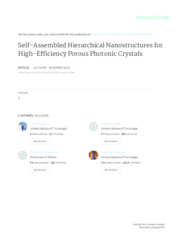 (PDF) Self-Assembled Hierarchical Nanostructures for High-Efficiency Porous Photonic Crystals