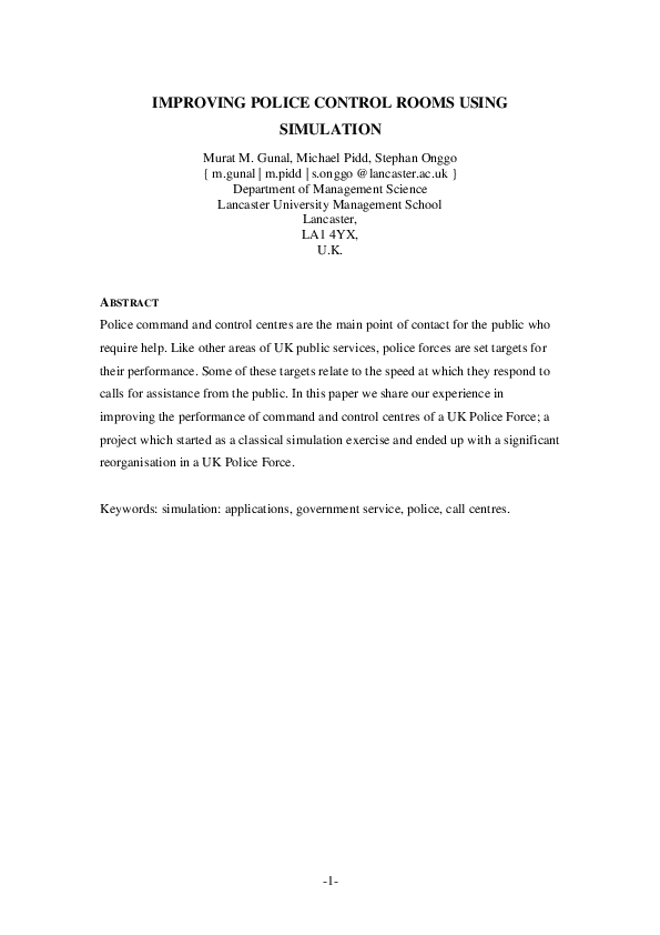 (PDF) Improving police control rooms using simulation