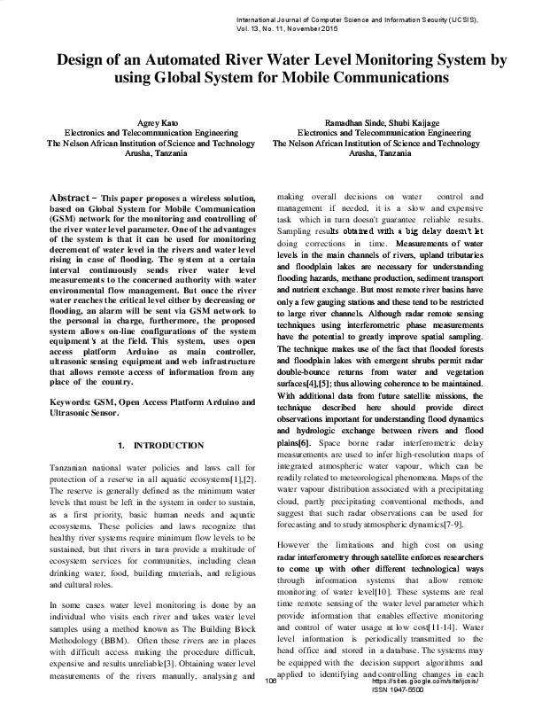 (PDF) Design of an Automated River Water Level Monitoring System by ...
