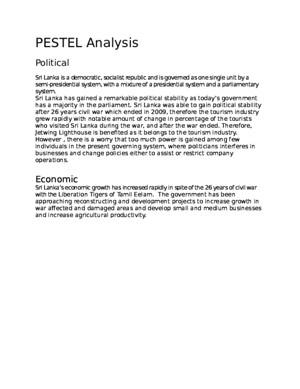 (DOC) PESTEL Analysis