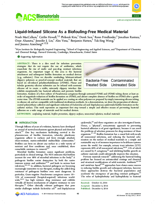 (PDF) Liquid-Infused Silicone As a Biofouling-Free Medical Material