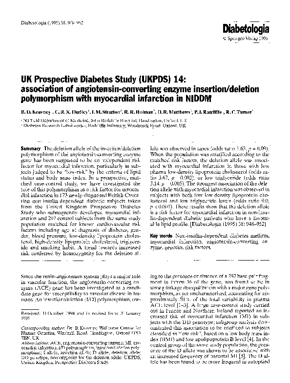 (PDF) UK Prospective Diabetes Study (UKPDS) 14: association of ...