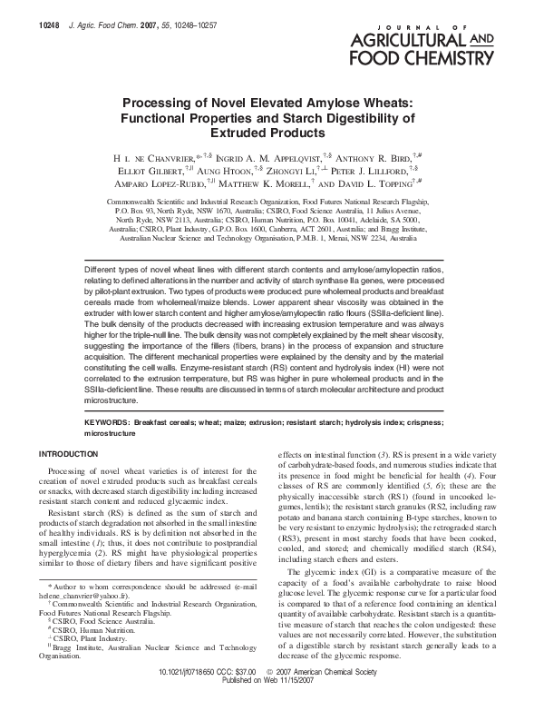 (PDF) Comparison of starch digestibility methods for extruded wheat grains (Triticum aestivum L ...