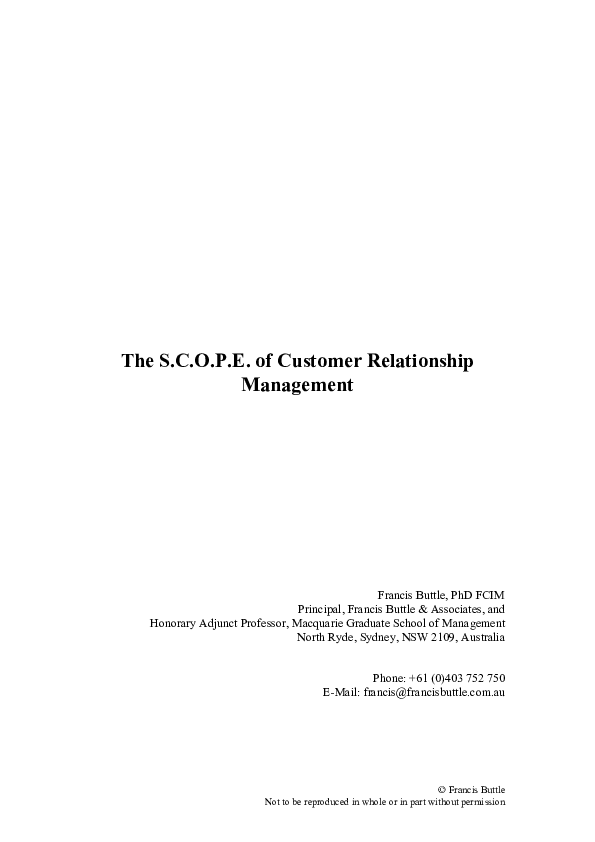 (PDF) The SCOPE of customer relationship management