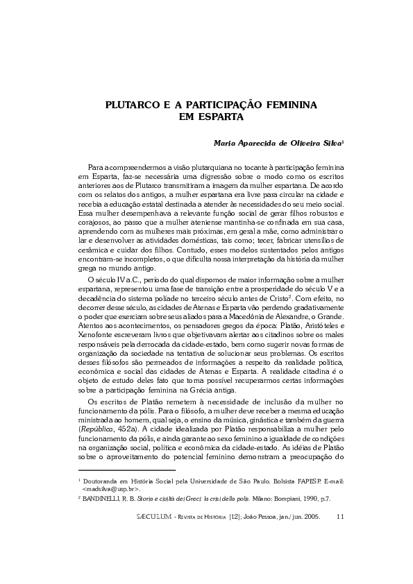 (PDF) PLUTARCO E A PARTICIPACAO FEMININA
