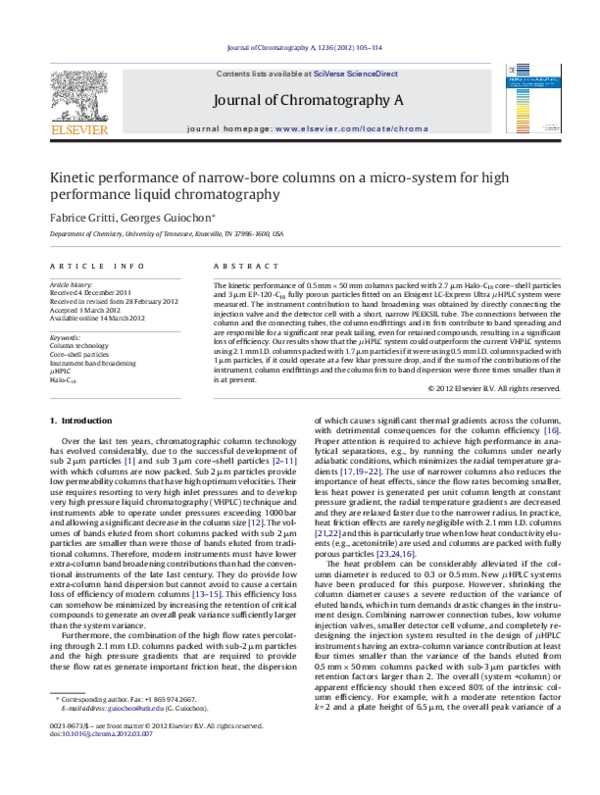 (PDF) Kinetic performance of narrow-bore columns on a micro-system for ...