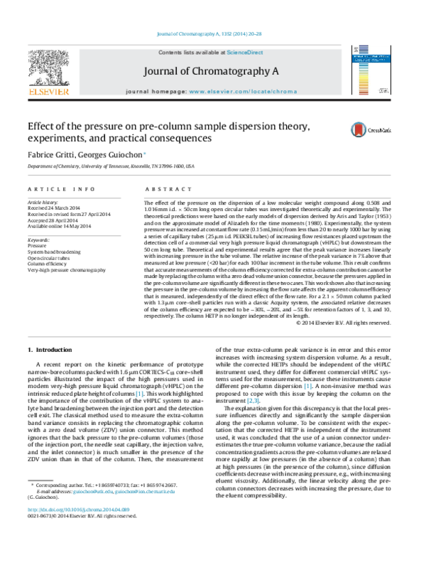 (PDF) Effect of the pressure on pre-column sample dispersion theory ...