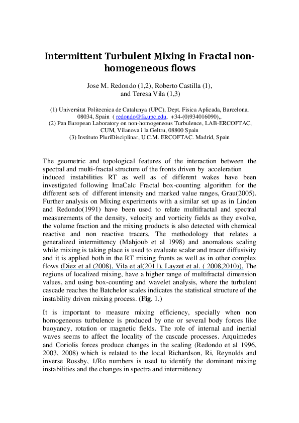 (PDF) Intermittent Turbulent Mixing in Fractal non- homogeneous flows