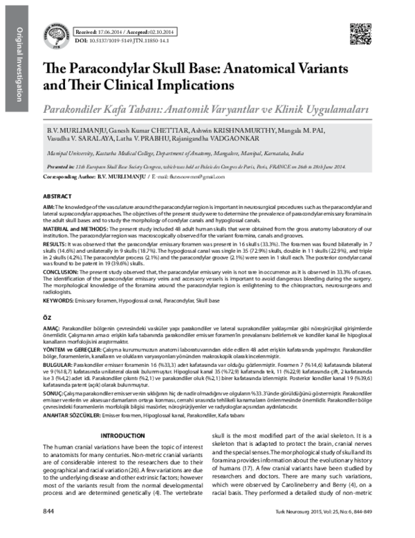 (PDF) The Paracondylar Skull Base: Anatomical Variants and Their ...