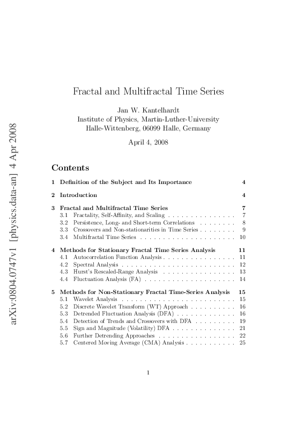 Pdf Fractal And Multifractal Time Series